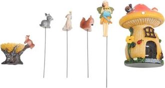Generic Kit de maison de jardin avec ornements miniatures en r&eacute;sine et figurines charmantes comprenant maison, fleur, chien, &eacute;cureuil, lapin pour une cour ext