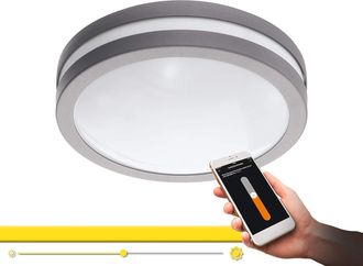 Eglo 33572 LED Deckenleuchte Crosslink LOCANA-C silber H:9.5cm Ø:26cm dimmbar IP443000K mit Connect Funktion