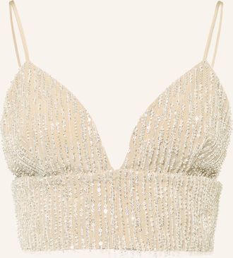 Ami Ami Paris Mesh-Top Mit Pailletten Und Schmucksteinen beige