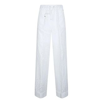 Herno Hose mit Anglaise-Stickerei - - Trousers - Damen - Wei&szlig; - XL