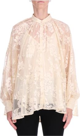 Ermanno Scervino Femme, Blouses et Chemises, Beige, Taille: 40 FR Blouse en dentelle