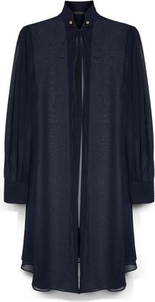 Elena Miro Femme, Blouses et Chemises, Bleu, Taille: 44 FR Long Georgette Shirt