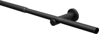 Gardinia Gardinenstangen-Set Sol, 1-läufig, Komplettstilgarnitur inkl. Befestigungsmaterial, Vorhangstange ausziehbar, Ø 16/19 mm, 120-210 cm, Metall, Black-Ni