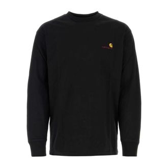Carhartt Work in Progress Homme, Tops, Noir, Taille: XS T-shirt American Script L/S