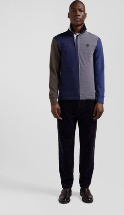 Eden Park Maillot Manches Longues Colorblock En Coton Gris Coupe Regular