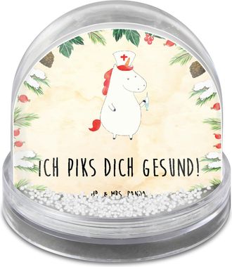 Mr. & Mrs. Panda Schneekugel Einhorn Krankenschwester - Geschenk, Weihnachten, Unicorn, Weihnachts, &Auml;rztin, Krankenpfleger, Krankenhaus, Krankenpflegerin, Sch&uuml;ttelkuge