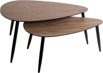 Atmosphera Atmosphera - Set de 2 tables basses mileo, forme oblongue, effet noyer
