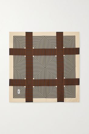 Saint Laurent Bedrucktes Tuch Aus Seidensatin - Braun