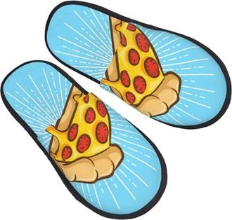 Generic Pantoufle Maison Pizza Mignonne Sur Fond Bleu Hiver Pantoufles Antid&eacute;rapantes Hiver Chaussures Chaudes Doux Chaussons Maison Pour Maison Chambre Salon