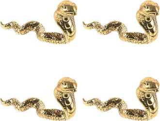 Yardwe Messing Schlangenfigur 4 St&uuml;ck Mini Tierstatue Chinesisches Tierkreiszeichen Schlangenornament Wohnkultur Dekoration F&uuml;r Wohnzimmer B&uuml;ro Tisch