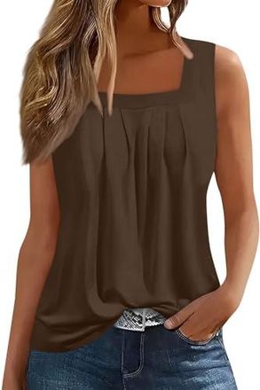 Generic Debardeur Femme Chic et &eacute;l&eacute;gant Chemisier sans Manche D&eacute;bardeur Crop Top Ete Haut Chic et Elegant Caraco Vetement Femme Tee Shirt sans Manche Fluide A