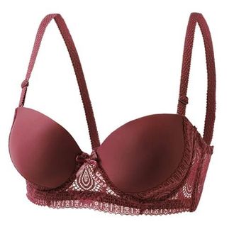 Generic Soutien-gorge en patchwork en dentelle pour femme - Soutien-gorge traditionnel &agrave; armatures avec bonnets fins - Lingerie sexy r&eacute;glable, rouge, 44