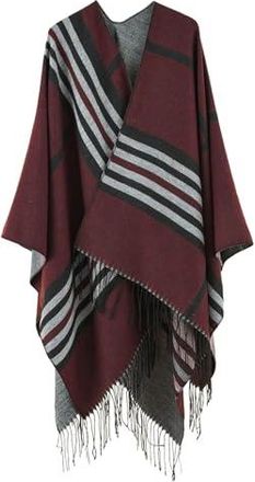 Generic Poncho Femme Hiver Chaud Chale Femme Hiver Chaud Cape Femme Effet enveloppant Ch&acirc;le Imprim&eacute; Doux Cardigan Double &Eacute;paisseur Tr&egrave;s