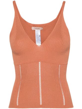 Twin-Set haut sans manches à design nervuré - Orange