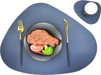 Railonch Zweifarbig Tischsets Lederoptik, Oval Leder Platzset und Untersetzer Abwischbar, Rutschfest Wasserdicht PVC Platzdeckchen f&uuml;r K&uuml;che, Restaurant, Hotel