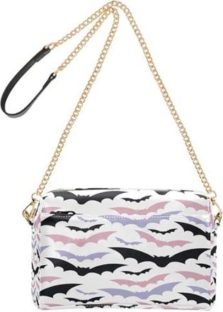 HMZXZ Sac à bandoulière en cuir avec motif chauve-souris pour femme, petit sac à main à bandoulière pour Halloween