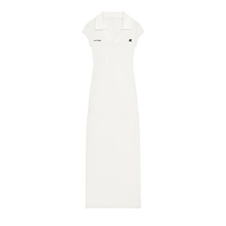 Courr&egrave;ges Femme, Robes, Blanc, Taille: 38 FR Sports Polo Long Dress