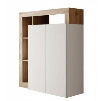 Altobuy Bureau secr&eacute;taire 2 portes contemporain blanc laqu&eacute; et aspect bois finition Cadiz - ARTURO