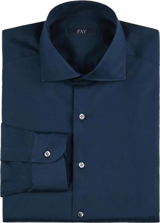 Fay Homme, Chemises, Bleu, Taille: M Chemise Stretch &agrave; Col Anglais