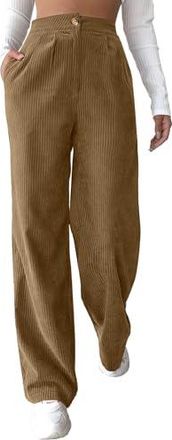 Generic Pantalon en velours c&ocirc;tel&eacute; pour femme - Taille haute - Jambes larges - Pantalon de loisirs - Pantalon de jogging confortable et l&eacute;ger - Pantalon palaz