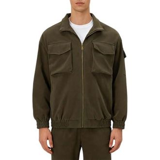 Generic Veste de travail dhiver en daim synth&eacute;tique &eacute;pais avec poches pour homme avec fermeture &eacute;clair, vert militaire, 3XL