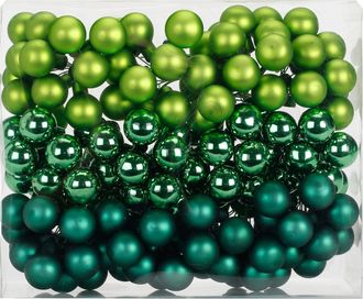 Magic Bodyfashion 144 Spiegelbeeren Kugeln am Draht 2,5cm Weihnachtskugeln Baumkugeln Baumschmuck Weihnachtsdeko Kugeln Glaskugeln Set Christbaumschmuck 25mm - Evergree