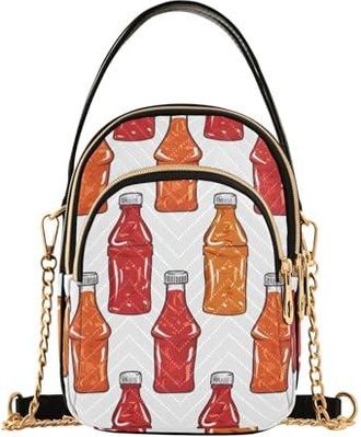 Mnsruu Sac à bandoulière pour femme, ketchup, sauce chili, bouteille, sac à main, petit sac à bandoulière avec sangle réglable
