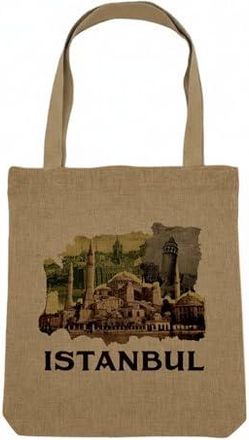 Fabulous Sac Shopping Tote Bag Aspect Lin - Istanbul Vintage Voyage Culture Turquie - Sac de Courses Toile Epaisse 360g Beige Naturel Cabas Port&eacute; Epaule Solide
