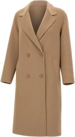 Kaos Kaos, Femme, Manteaux, Brun, Taille: 36 FR Long Manteau Croisé