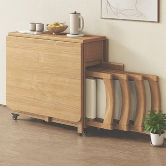 Generic Esszimmer Klappbares Esstisch-Set, ausziehbarer Esstisch aus Holz mit 4 Stühlen, leicht zu bewegender Klapptisch for Küche, Esszimmer, Wohnzimmer, Res