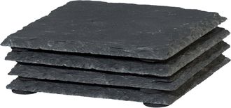 Creativ Home Schiefer- UNTERSETZER ca 10 x 10 cm. 4 Stück Schieferplatten. Kanten GEBROCHEN