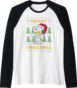 Peanuts Xmas Snoopy Woodstock Ugly Retro-Weihnachten im Vintage-Look Raglan