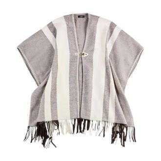 Fay Femme, Vestes, Multicolore, Taille: ONE Size Cape ray&eacute;e avec fermeture &agrave; bascule et d&eacute;tail de franges