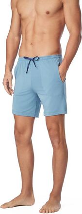 Novila Herren Pyjamashorts blau Jersey-Baumwolle unifarben