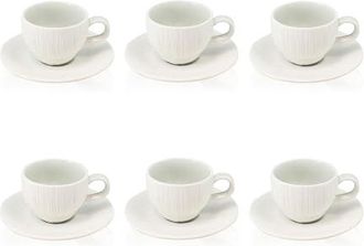 Ogo Living Lot 6 tasses 9cl et soucoupes 12cm urus en porcelaine bleu et blanc - 2414170