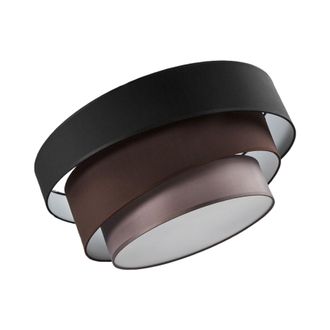 Lindby Textil Deckenleuchte rund 56 cm, Deckenlampe Stoff Schwarz Braun Grau 3x E27 max. 60W ohne Leuchtmittel Schlafzimmerlampe Wohnzimmerlampe