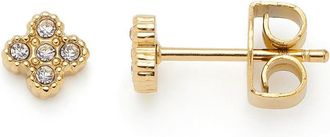 Leonardo Ohrringe Ciao Lisette - 1 Paar Ohr-Stecker aus goldfarbenem Edelstahl - filigrane Blüte aus fünf kleinen Zirkonia-Steinchen - Schmuck Geschenk für Fra