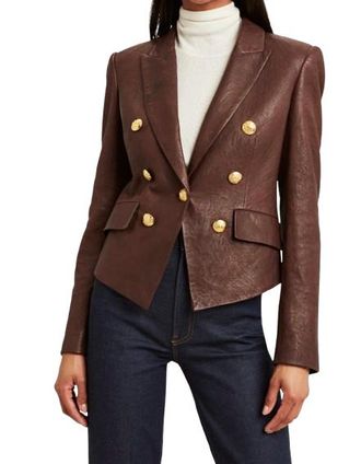 Veronica Beard Brown Lamb Leather Jacket Size XXS