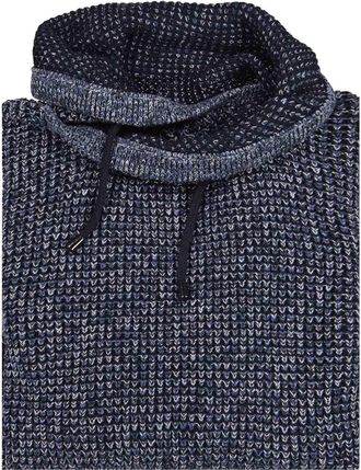 Ragman Herren Strick-Pullover mit Maseltov-Kragen Blau-Melange-171, L