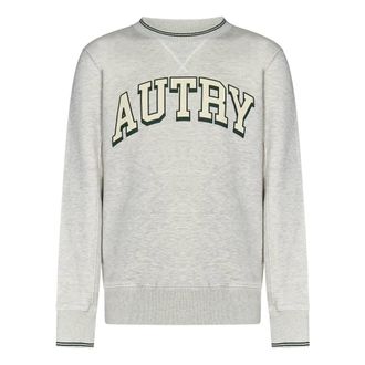 Autry Homme, Sweatshirts et sweats &agrave; capuche, Gris, Taille: S Pull Gris Ray&eacute; avec Impression Logo