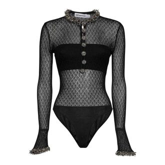 Self Portrait Pullover mit Perlenbesatz am Rundhalsausschnitt - - Tops - Damen - Schwarzk - L