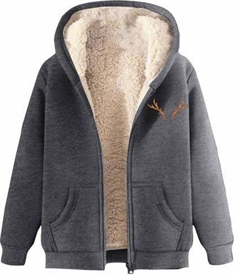 Generic Manteau en peluche décontracté pour homme - Sweat de style américain 2025 pour homme - Hiver plus velours épais - Chaud et résistant au froid - Sweat-