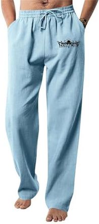 Generic Pantalon décontracté pour homme - Pantalon dHalloween en lin imprimé respirant et léger Pantalon de détente pour homme Pantalon à taille élastique Pan