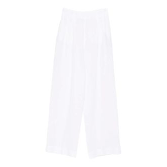 120% Lino Femme, Pantalons, Blanc, Taille: 34 FR Pantalon Large en Lin