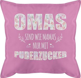 Shirtracer Kissen 50x50 - Oma Gro&szlig;mutter - Omas sind wie Mamas nur mit Puderzucker - Geschenk Omi - 50 x 50 cm - Pink - geschenke an die kissenbez&uuml;ge f&uuml;r gro&szlig;m&uuml;t