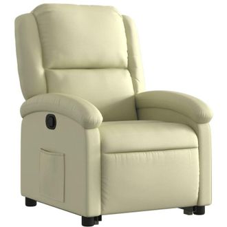 vidaXL Relaxsessel mit Aufstehhilfe Creme Echtleder Vidaxl