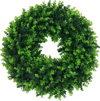 Mendler K&uuml;nstlicher Kranz HWC-O97, T&uuml;rkranz Tischkranz, Deko Buchsbaum In-/Outdoor &Oslash; 52cm