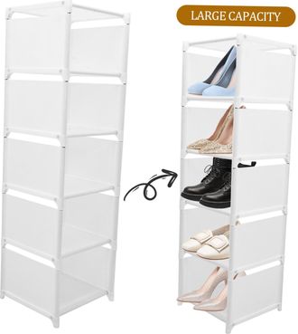 PartyKindom Lagiges Platzsparendes Schuhregal Faltbar Schmaler Organizer Mit Hoher Kapazität Für Schuhe Taschen Und Dekoration Einfache Montage Stilvoll Für Einga