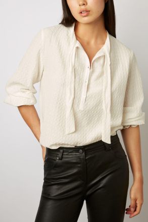 Gerard Darel Blouse en soie m&eacute;lang&eacute;e au col nou&eacute; - Blanc