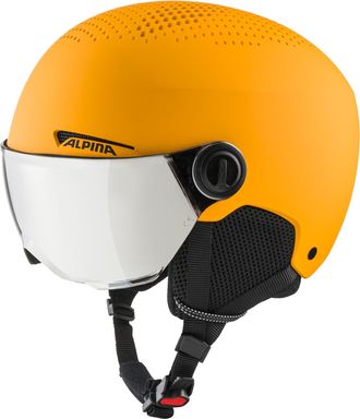 Alpina ZUPO Visor Q-LITE - hochwertiger & sicherer Skihelm f&uuml;r Kinder, mit abnehmbaren Ohrenpolstern, mit kontrastverst&auml;rkendem Visier - Burned-Yell. matt - 